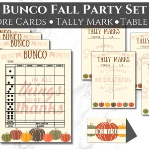 Printable Thanksgiving Bunco Game Card Bundle Bunco Score - Etsy