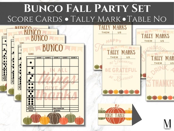 Printable Thanksgiving Bunco Game Card Bundle Bunco Score - Etsy
