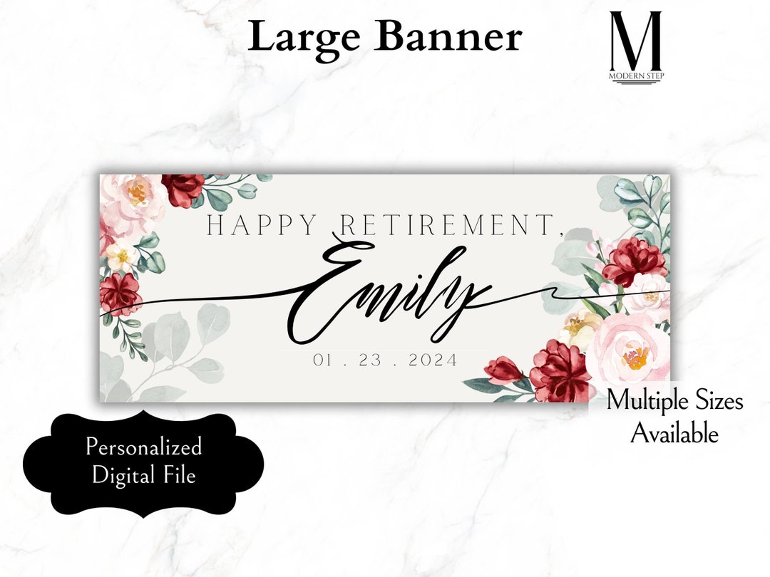 Retirement Banner, Digital, Large Banner 3ftx5ft, Retirement Sign ...