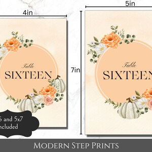 Printable Fall Table Numbers, Pumpkins & Orange Flowers, Autumn, Good ...