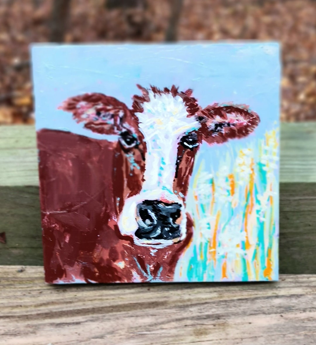Cow Love _ Ferdinand Brown Cow Painting Farmhouse Wall Art - Etsy