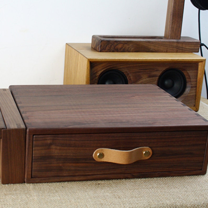 Black Walnut Drawer Single Drawer Office Desk Storage Monitor Booster ...