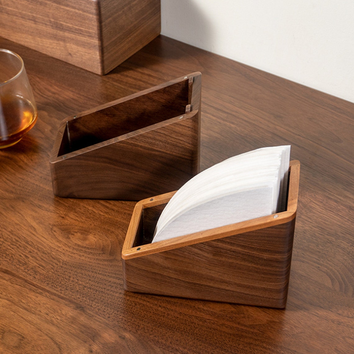 Solid Wood Coffee Filter, Dust Filter Case, V60 Filter Case, Black ...