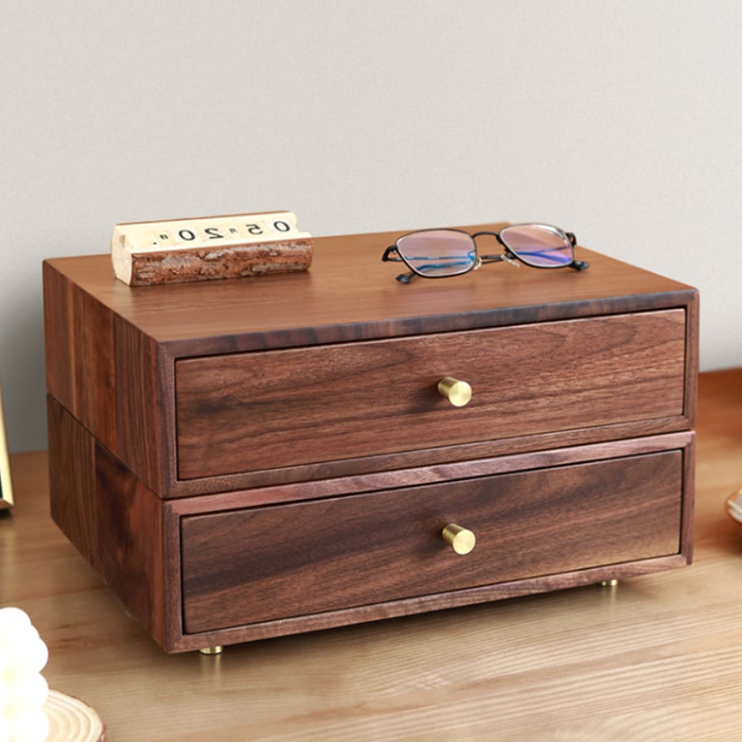Solid Wood Drawer Organizer File Organizer Desktop Shelf Cosmetic ...