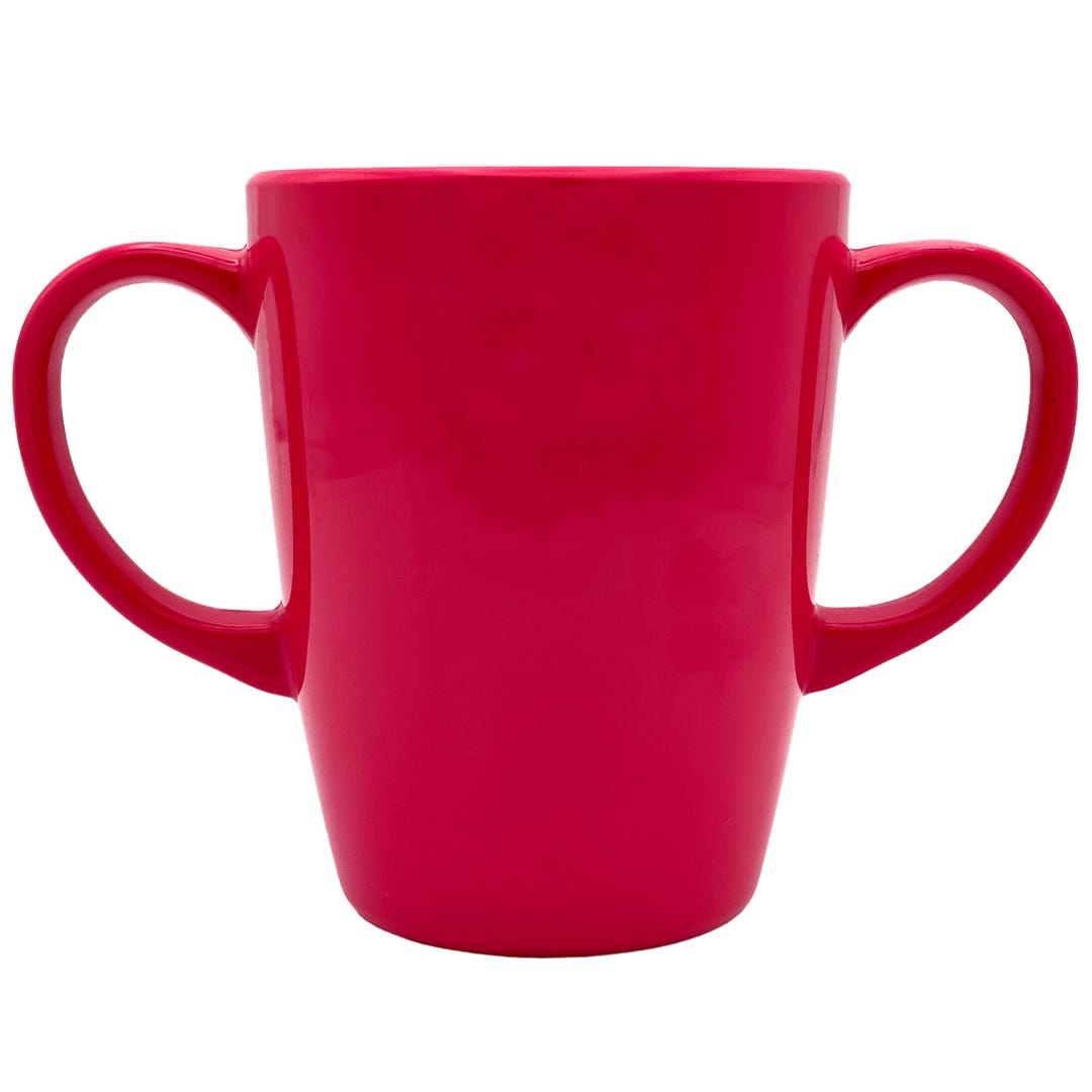 Rosa Lifestyle Pink Two Handled Melamine Mug: Drinking Aid for Elderly ...