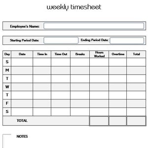 Time Sheet for Employees - Etsy