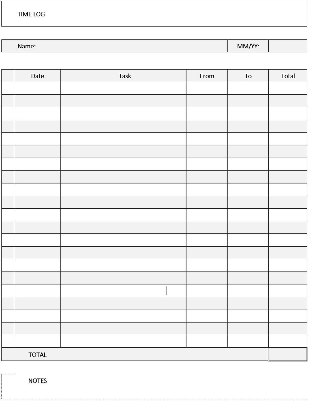 TIME LOG Template To Print Or Customize Etsy