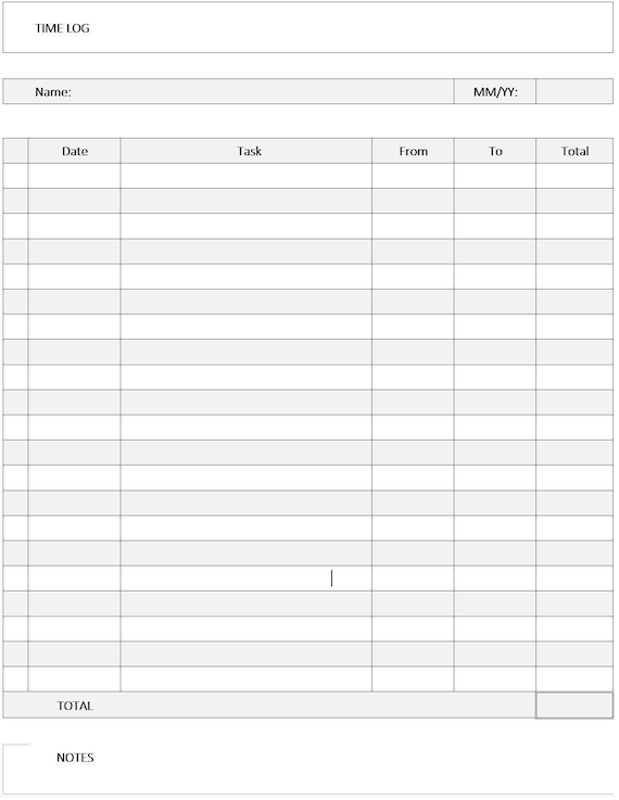 TIME LOG Template to Print or Customize | Etsy