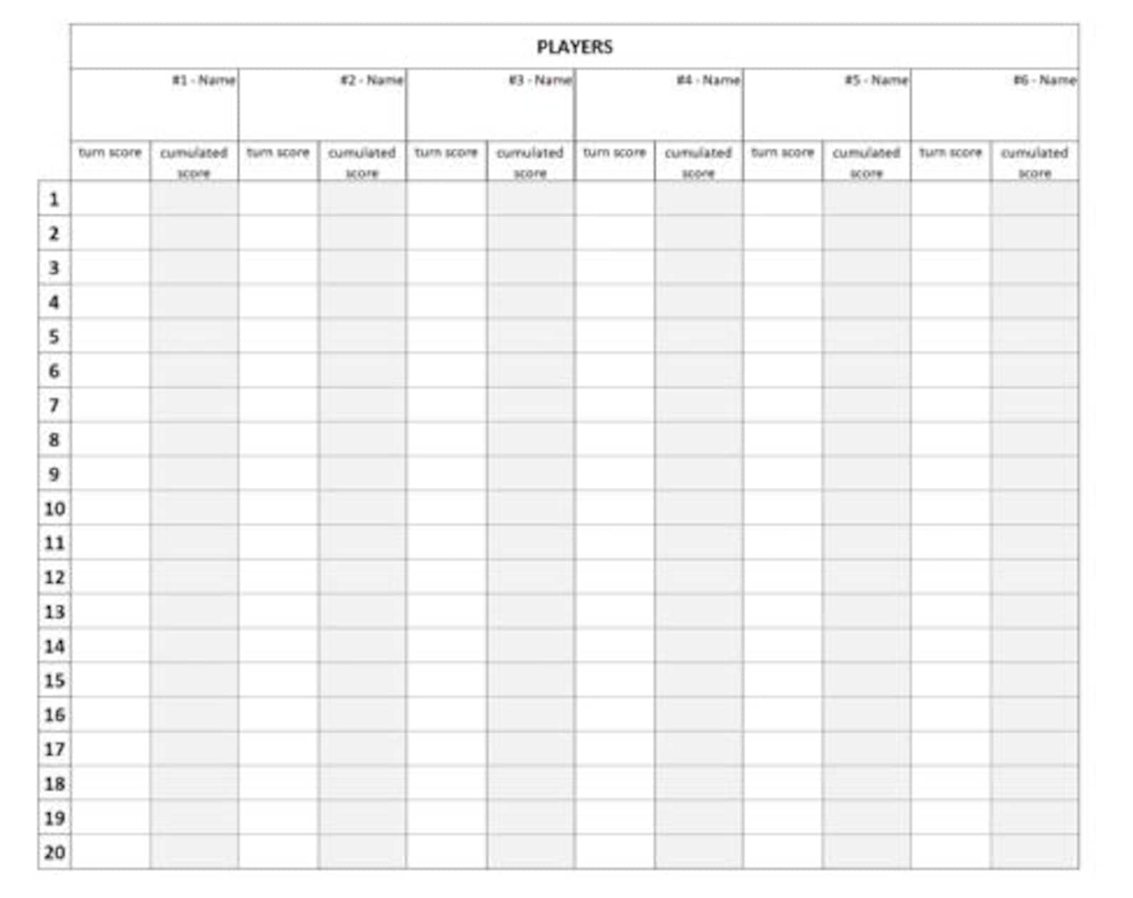 Farkle Score Sheet: Family Dice Game Printable (instant Download) - Etsy