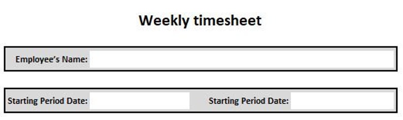 Weekly Employee Timesheet: Excel Template (digital Download) - Etsy