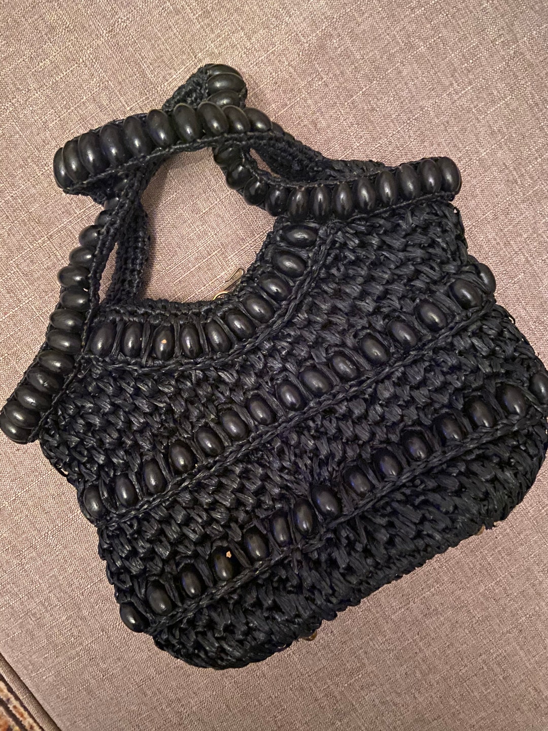 Vintage Rattan Woven Wooden Beaded Handbag - Etsy