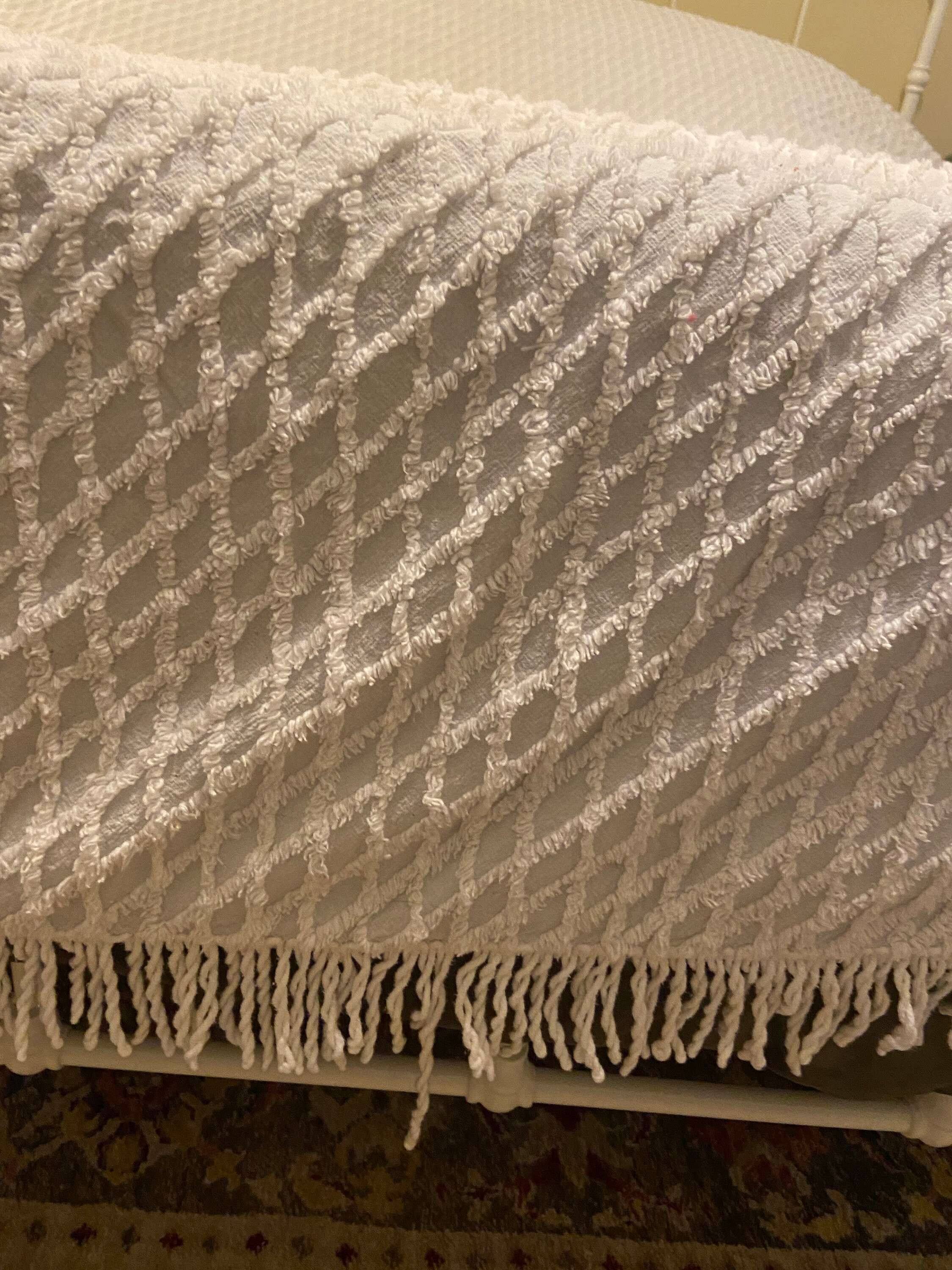 Vintage Diamond Weave Tufted Cotton Chenille Full Bedspread, Bohemian ...