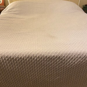 Vintage Diamond Weave Tufted Cotton Chenille Full Bedspread, Bohemian ...