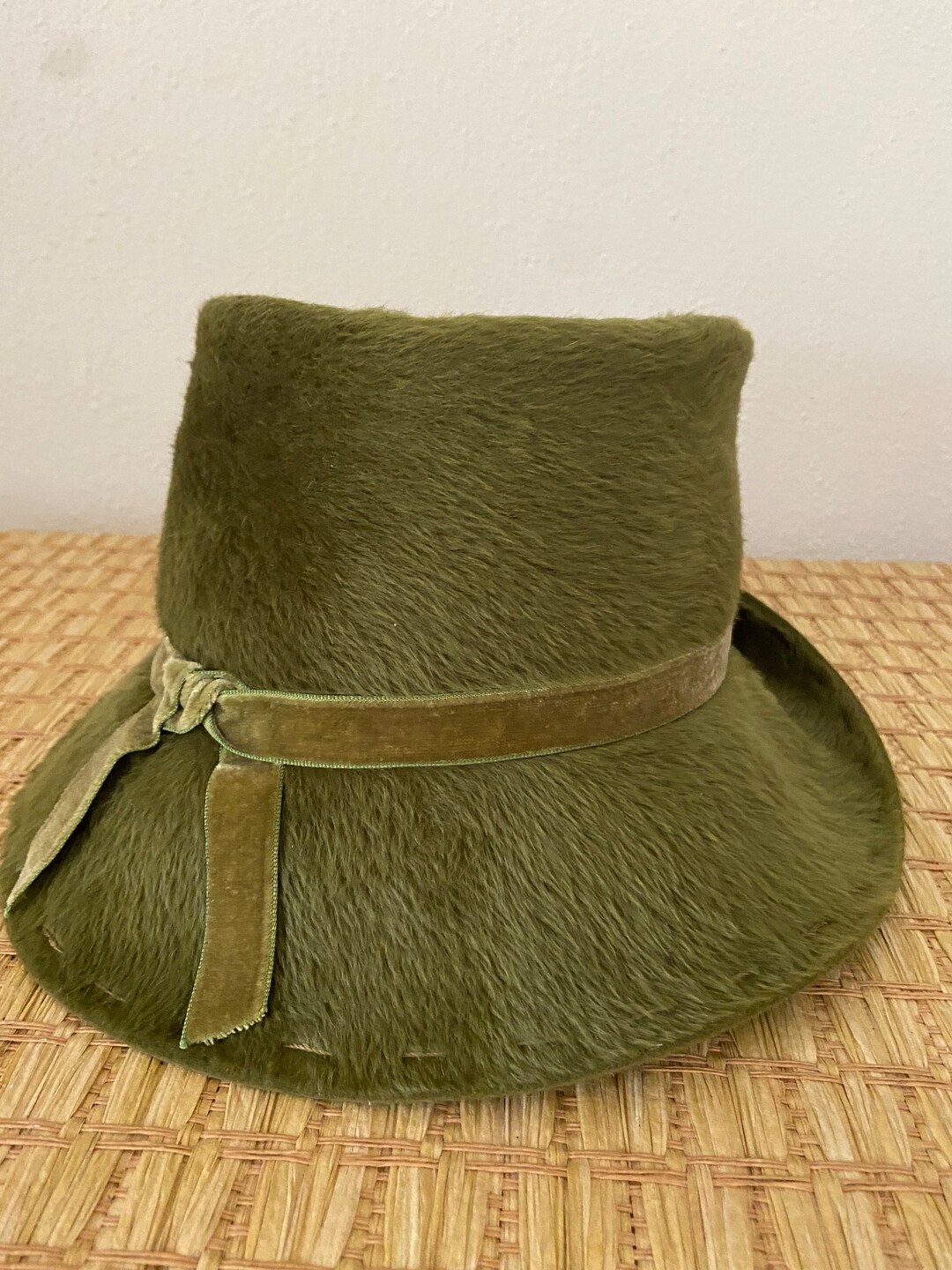 Vintage Felt Green Hat , Lee Bury , Bonjour - Etsy