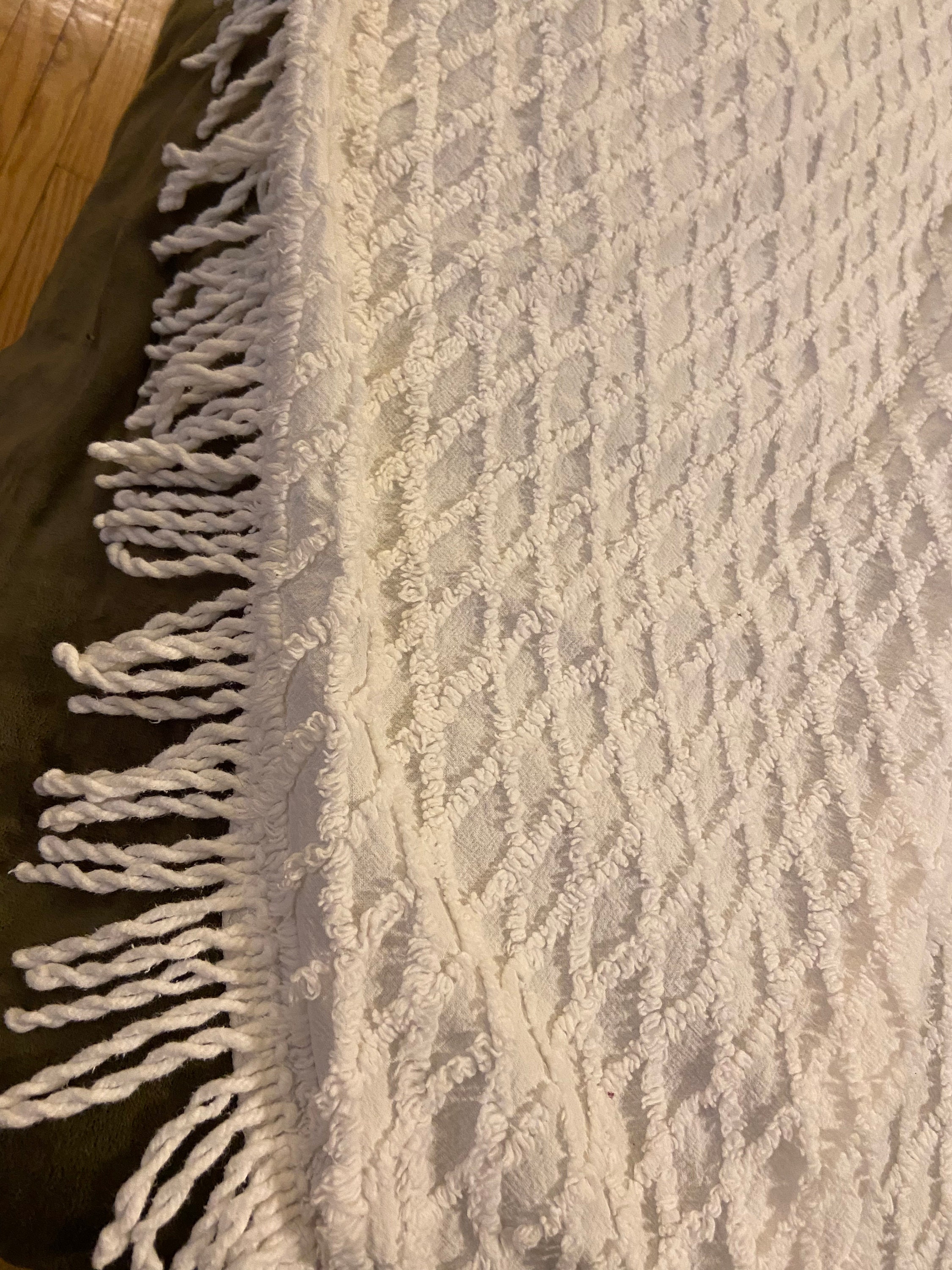 Vintage Diamond Weave Tufted Cotton Chenille Full Bedspread, Bohemian ...