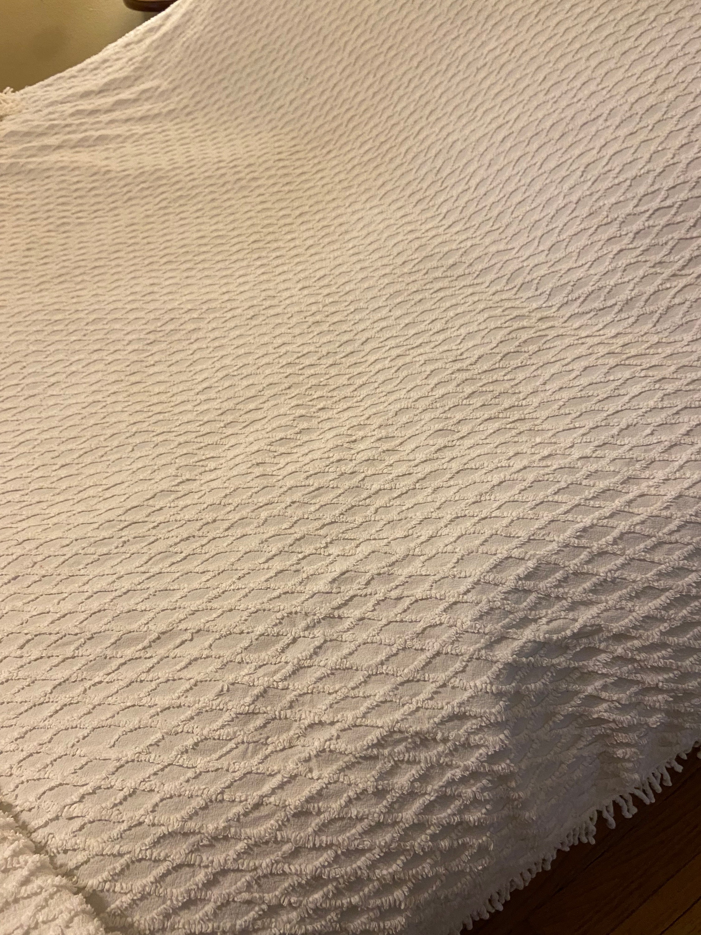 Vintage Diamond Weave Tufted Cotton Chenille Full Bedspread, Bohemian ...