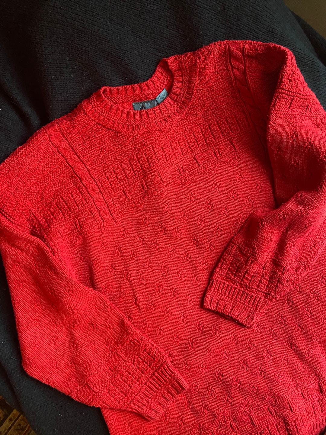 Vintage Oversized Chunky Knit Red Cable Knit Sweater - Etsy