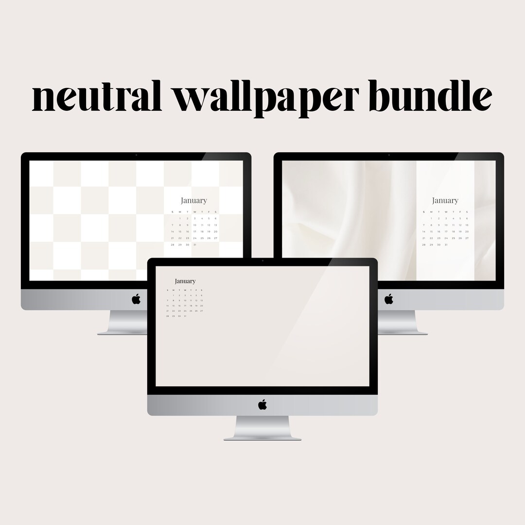 2024 Neutral Calendar Wallpaper Bundle, Minimalist Monthly Computer ...
