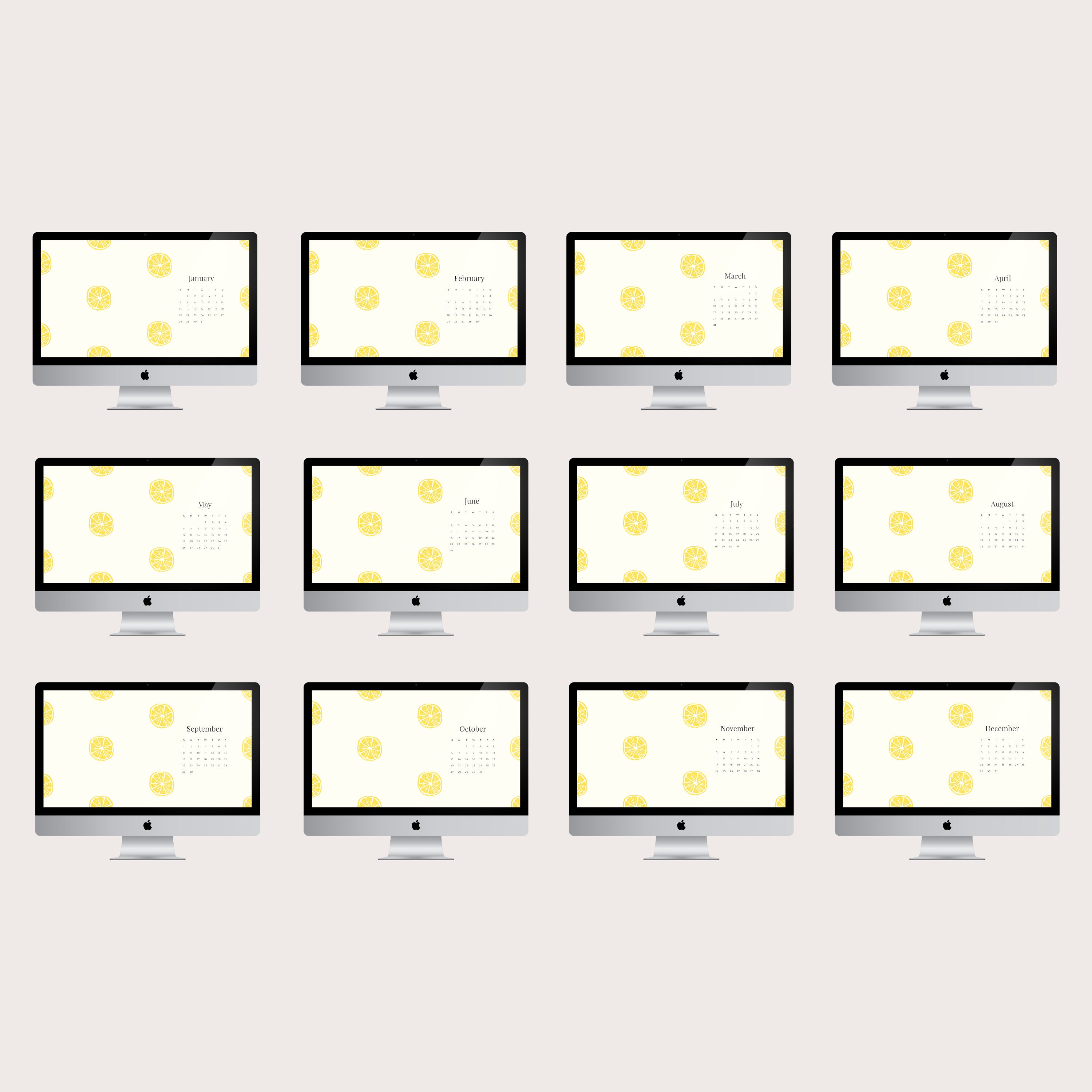 2024 Lemon Monthly Desktop Calendar Wallpaper Yellow Computer - Etsy