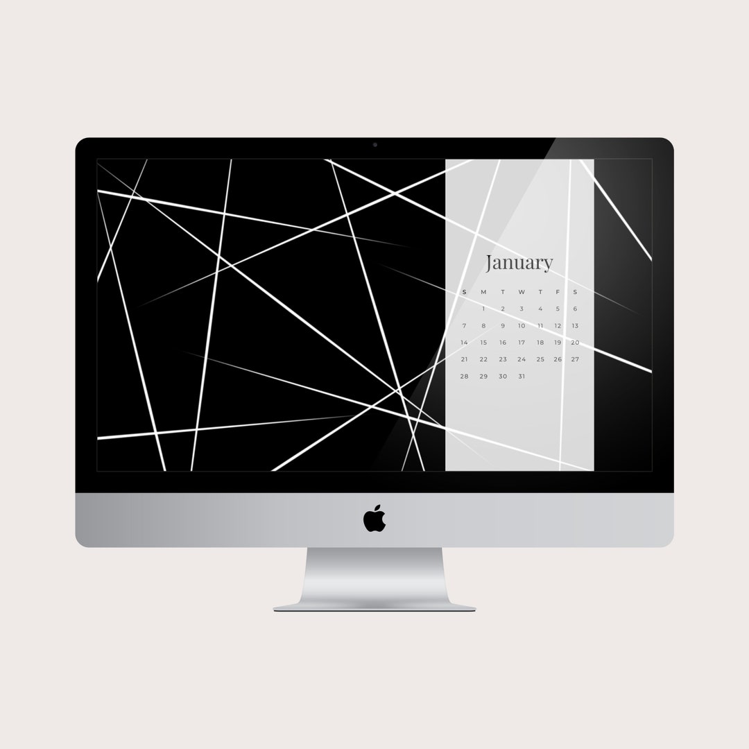 2024 Black Abstract Monthly Desktop Calendar Wallpaper, Dark Minimalist ...