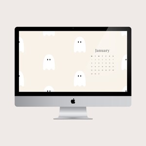 2024 Monday Start Spooky Cute Ghost Monthly Desktop Calendar Wallpaper ...