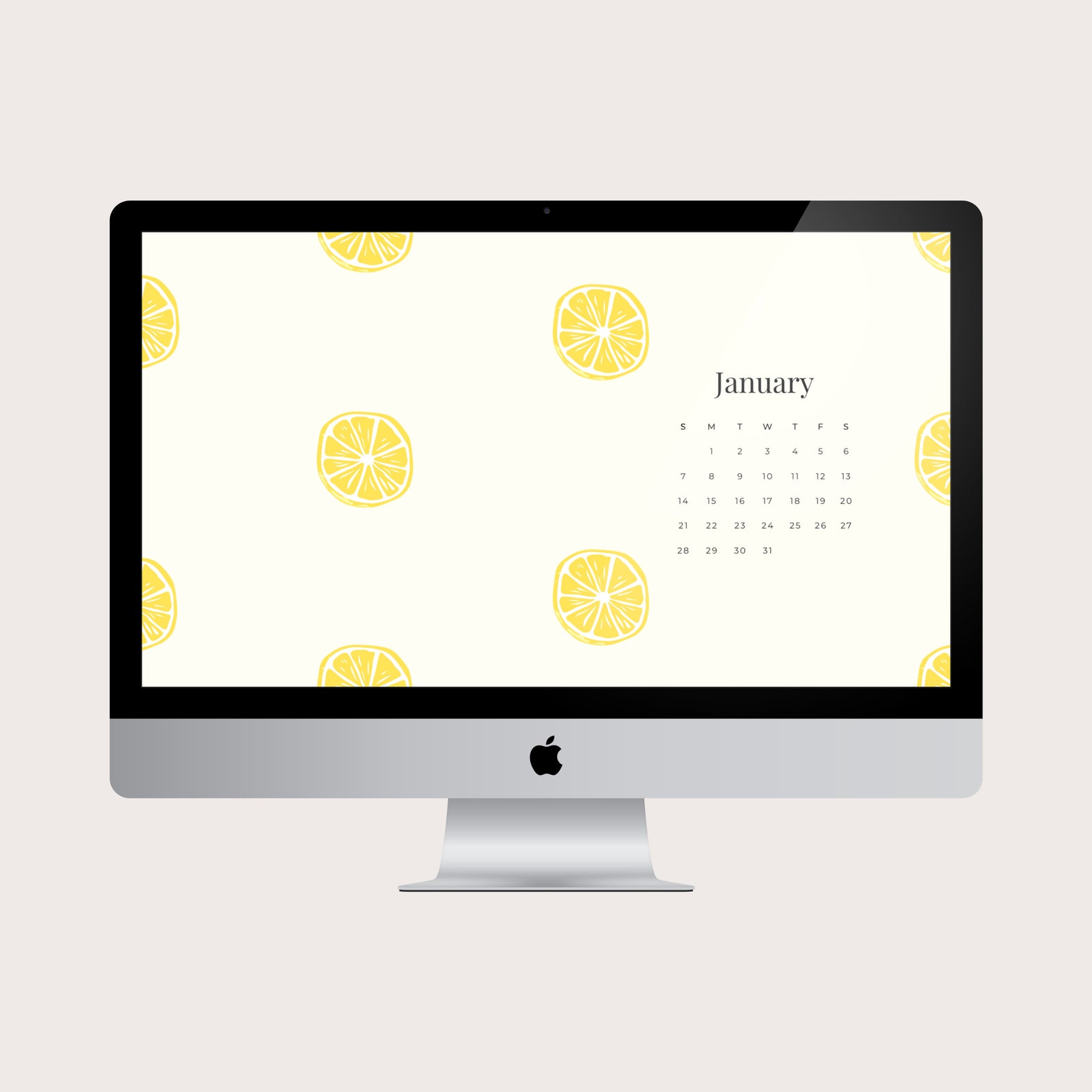 2024 Lemon Monthly Desktop Calendar Wallpaper Yellow Computer - Etsy
