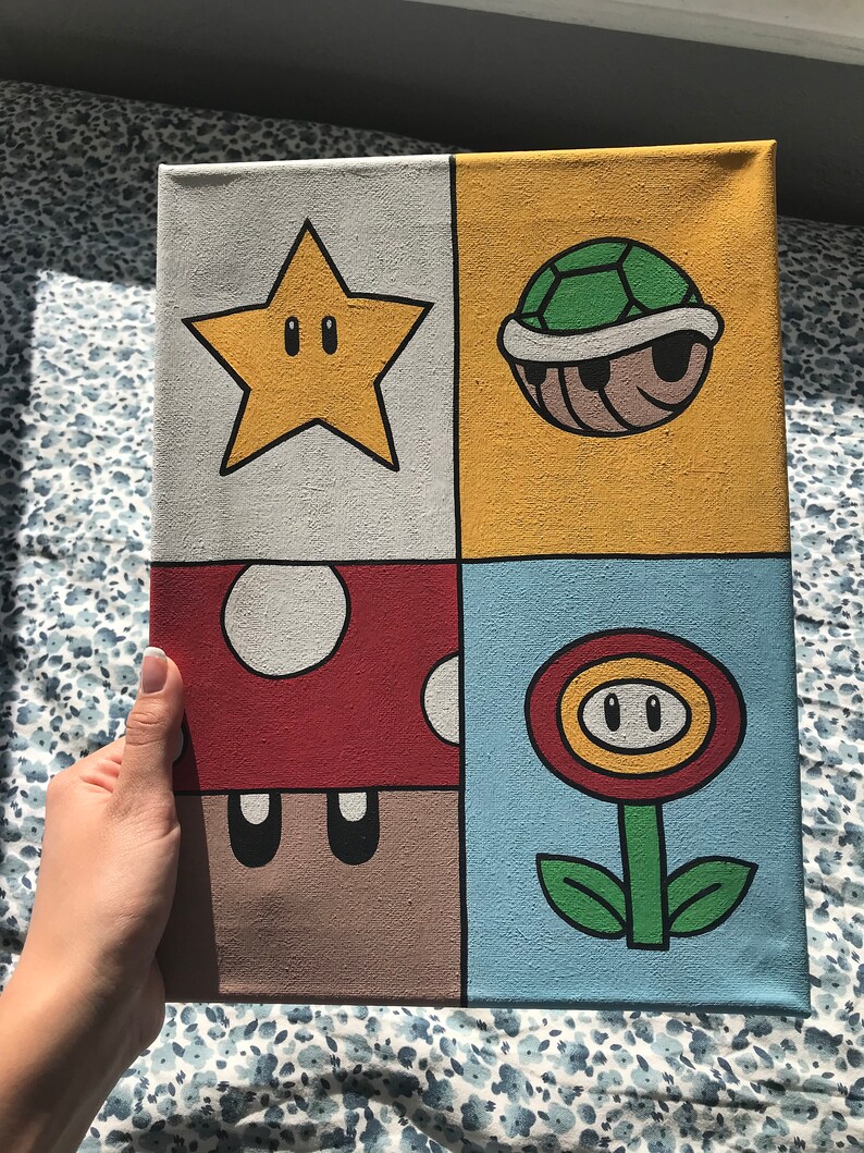 Mario Bros Icon Acrylic Painting - Etsy