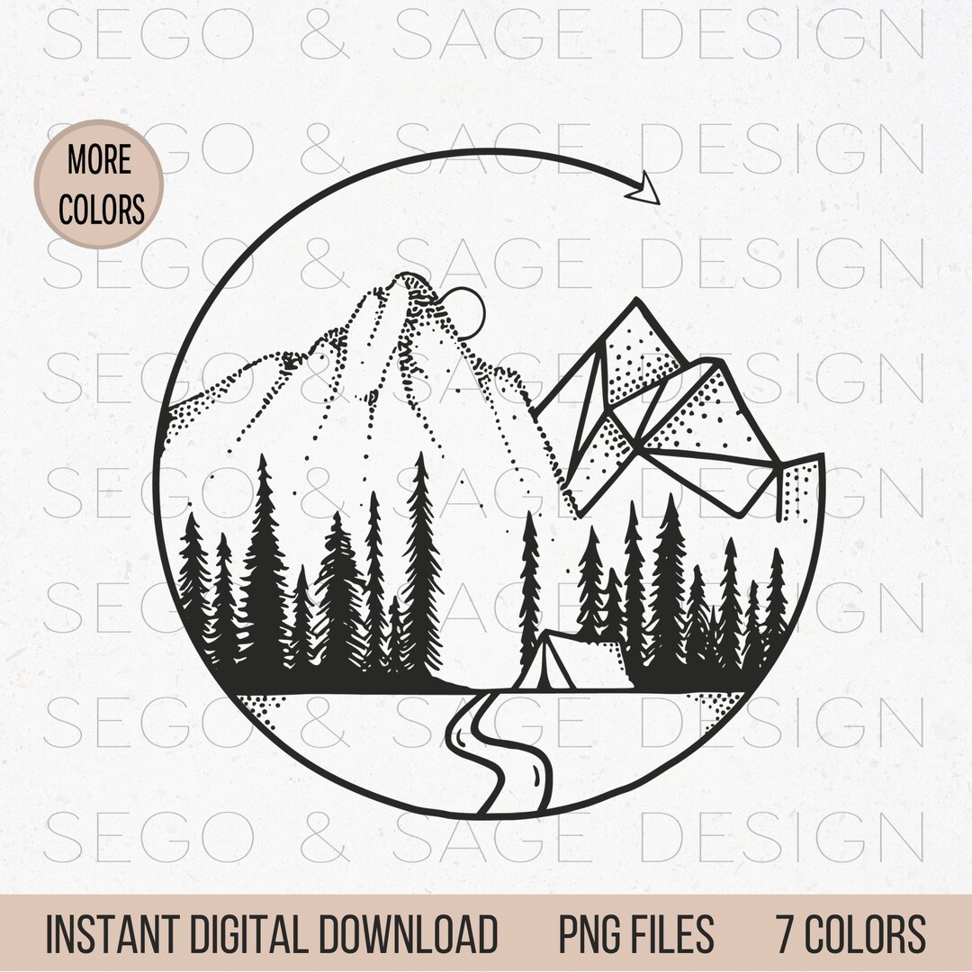 Outdoor PNG, Sublimation Design, Mountain Design, Camping PNG, Western ...