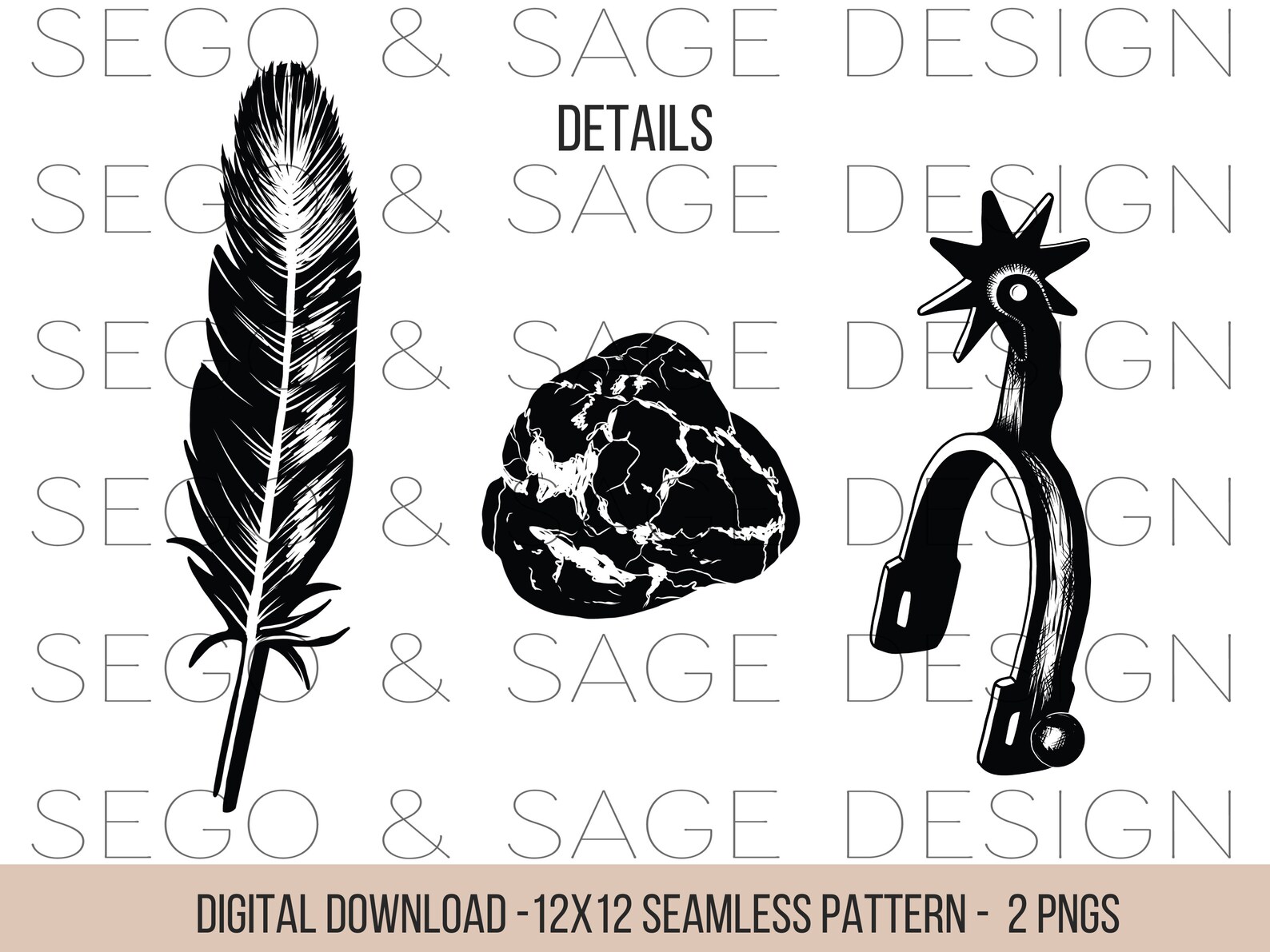 Western Seamless Pattern, Digital Paper, Cowboy Design, Wild West ...