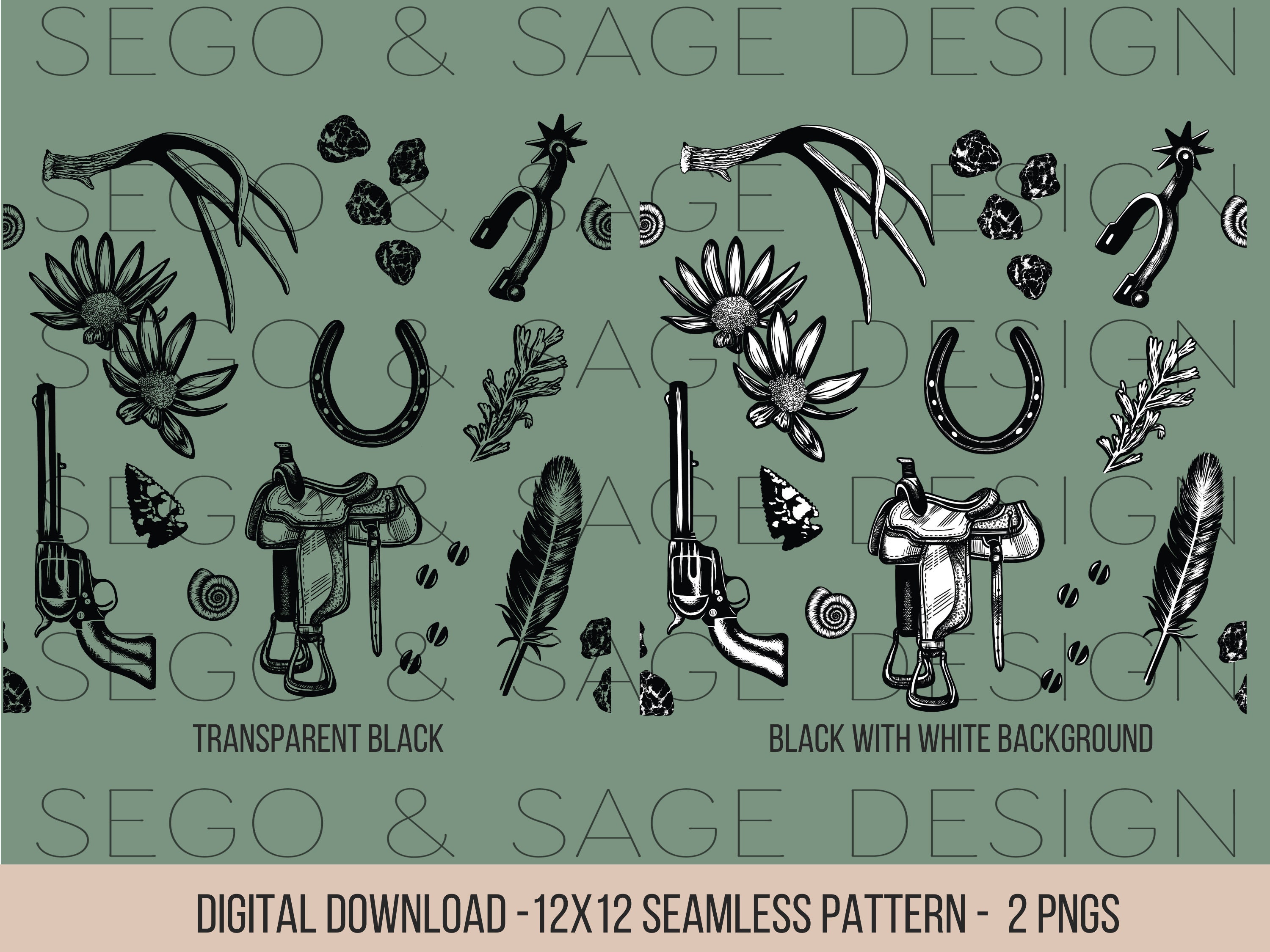 Western Seamless Pattern, Digital Paper, Cowboy Design, Wild West ...