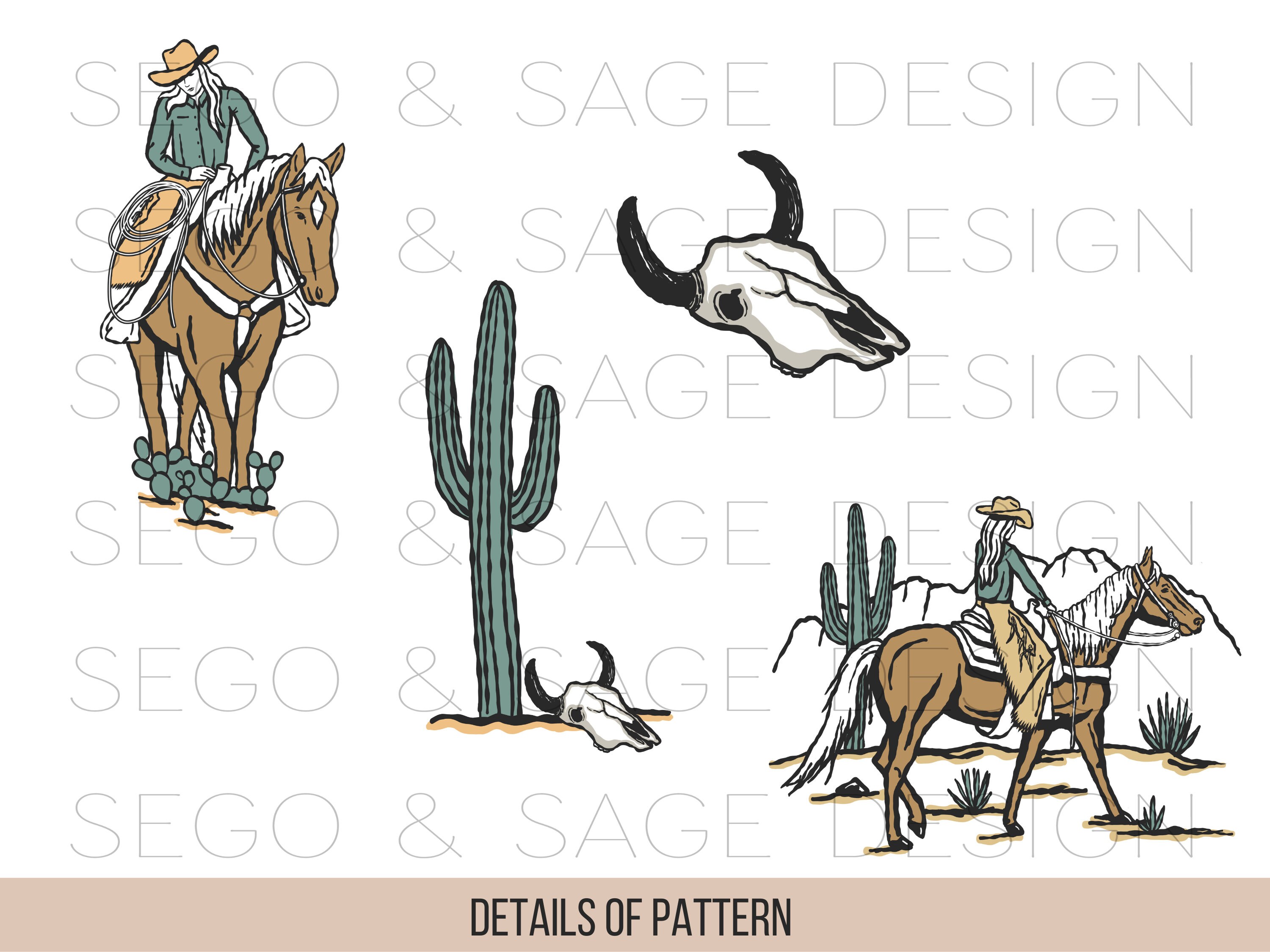 Cactus Cowgirl Pattern, Cowgirl Wallpaper, Western Seamless Digital ...