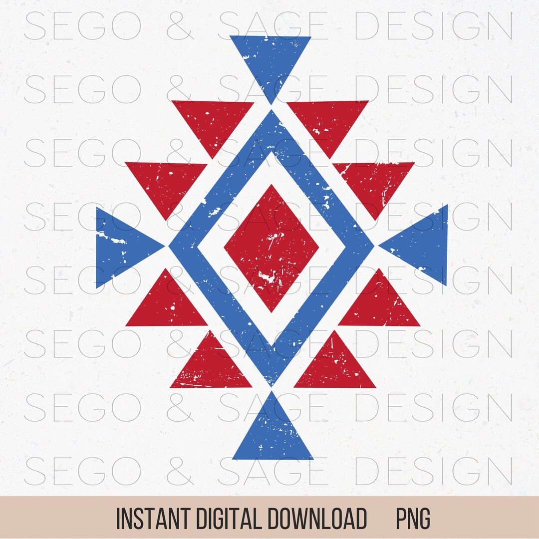 Red and Blue Aztec, Western 4th of July Design, Aztec Design, 4th of ...