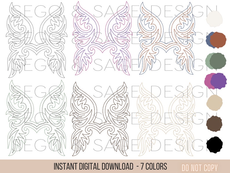 Butterfly Boot Stitch, Western Stitch, Cowboy Boot Design, Western ...