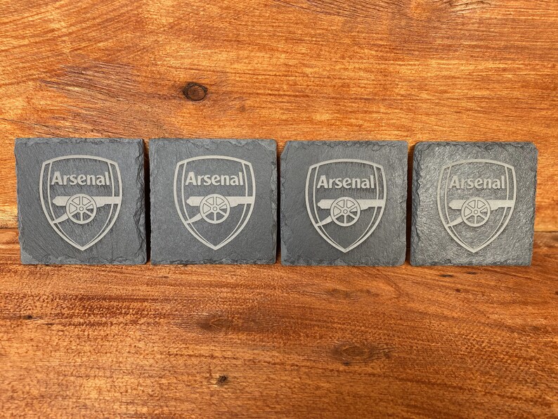 Arsenal FC Gunners Set of 4 4x4 Laser Engraved Slate Coasters Perfect ...