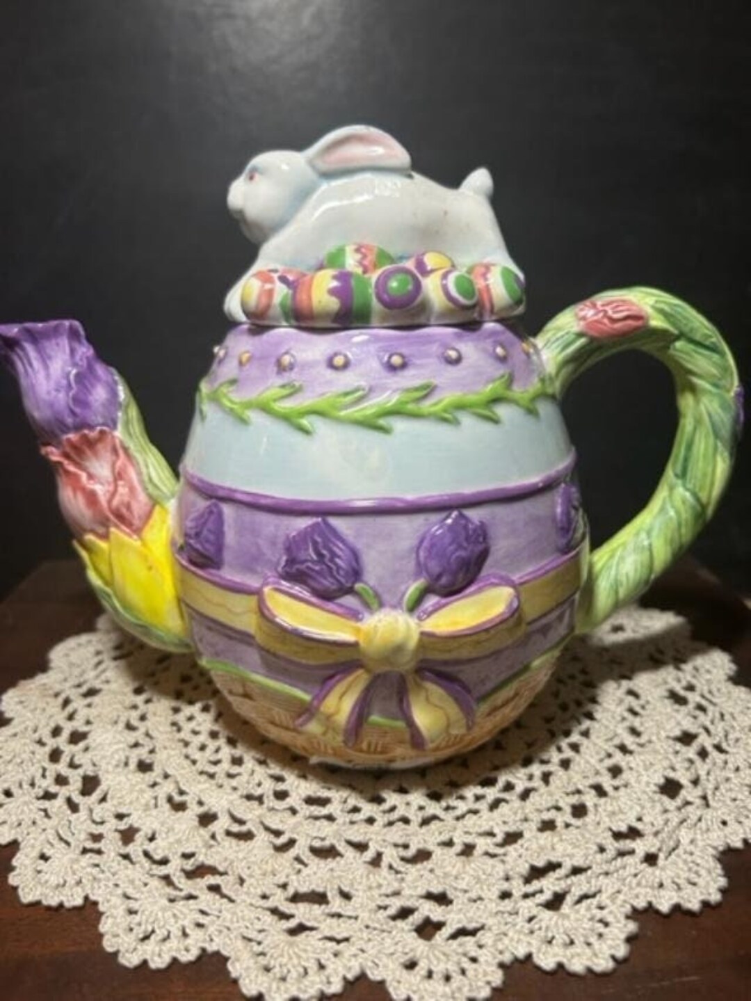 Vintage Bunny Teapot Easter Egg Hand Painted Spring Teapot - Etsy