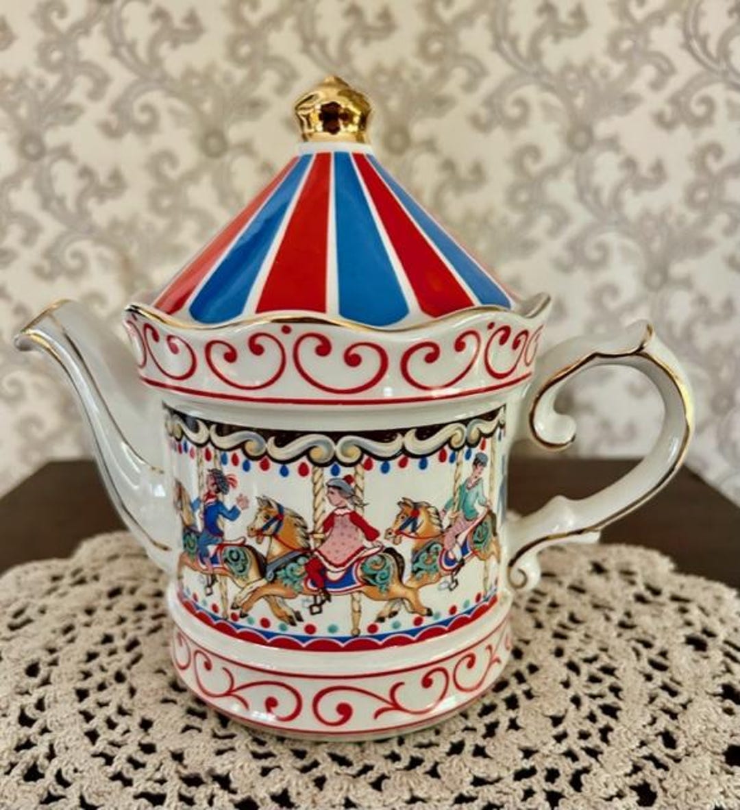 Vintage Carousel Sadler Teapot Edwardian Entertainments Staffordshire ...