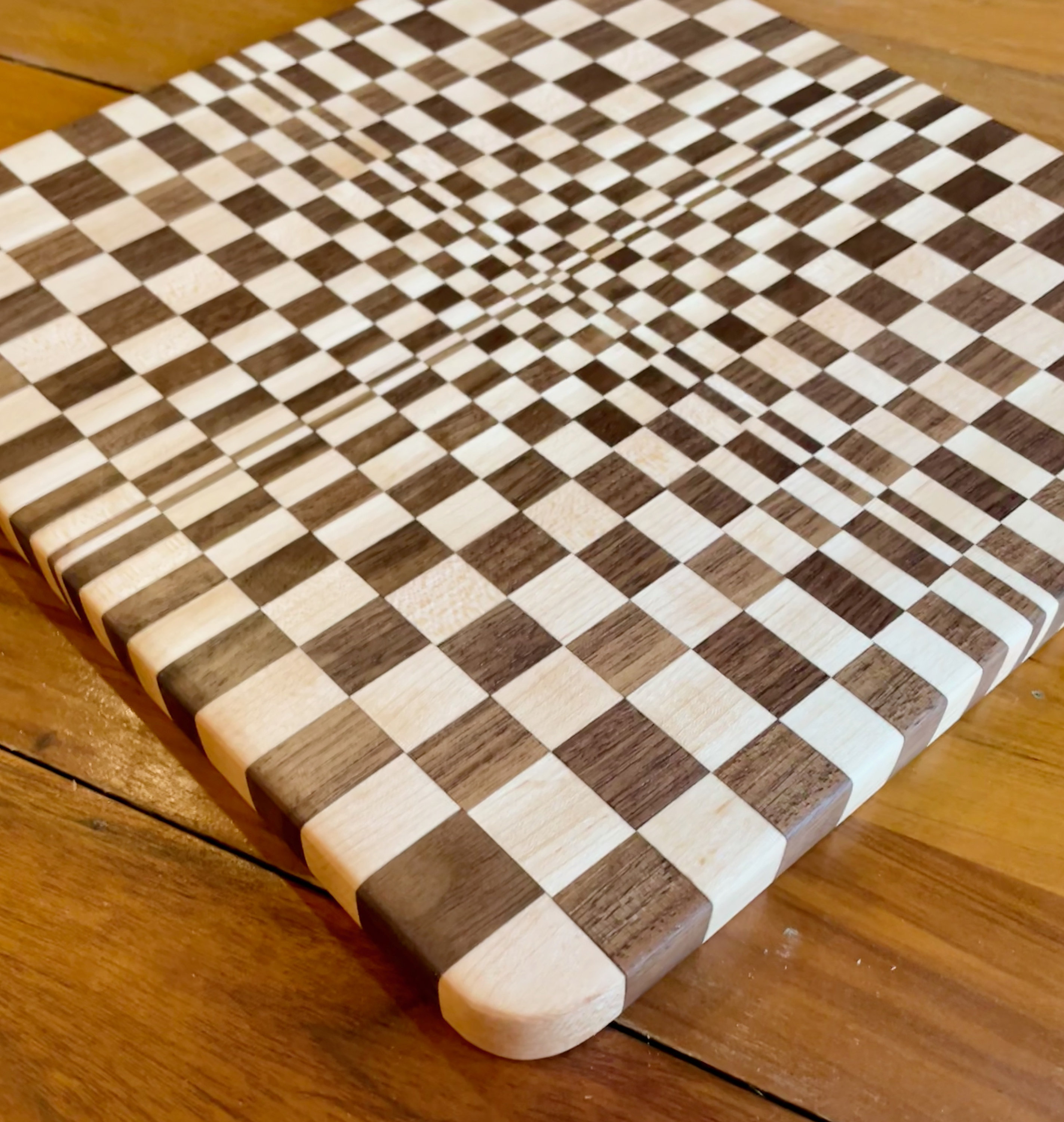 End Grain Optical Illusion Cutting Board, Hard Maple & Black Walnut - Etsy