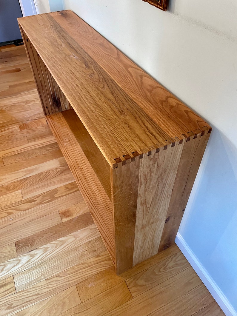 Console Table. Reclaimed Oak Boards, Box Joinery, Hand Made. - Etsy