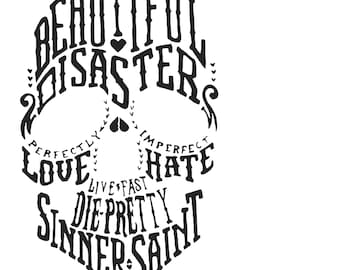 Skull Svg Beautiful Disaster - Etsy