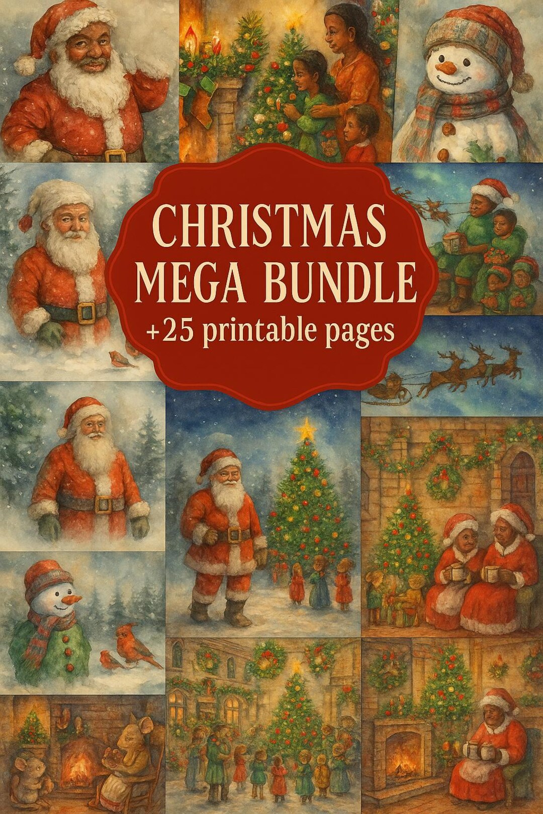 Vintage Christmas Clip Art Bundle | Retro Holiday PNG Set - Etsy Canada