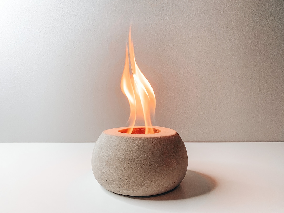 Mini Concrete Tabletop Fire Pit Indoor Outdoor Clean Fireplace for ...