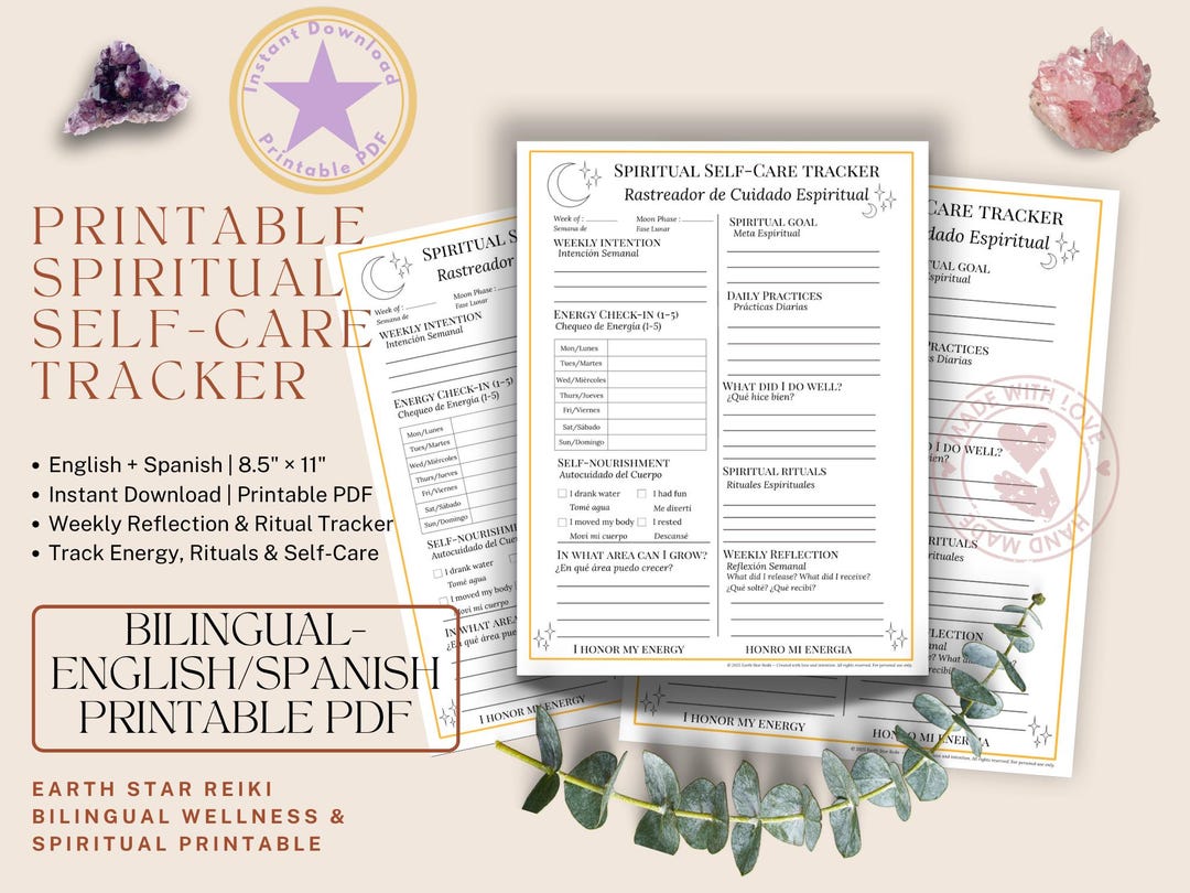 Bilingual Spiritual Self-care Tracker | Printable PDF | English/spanish ...