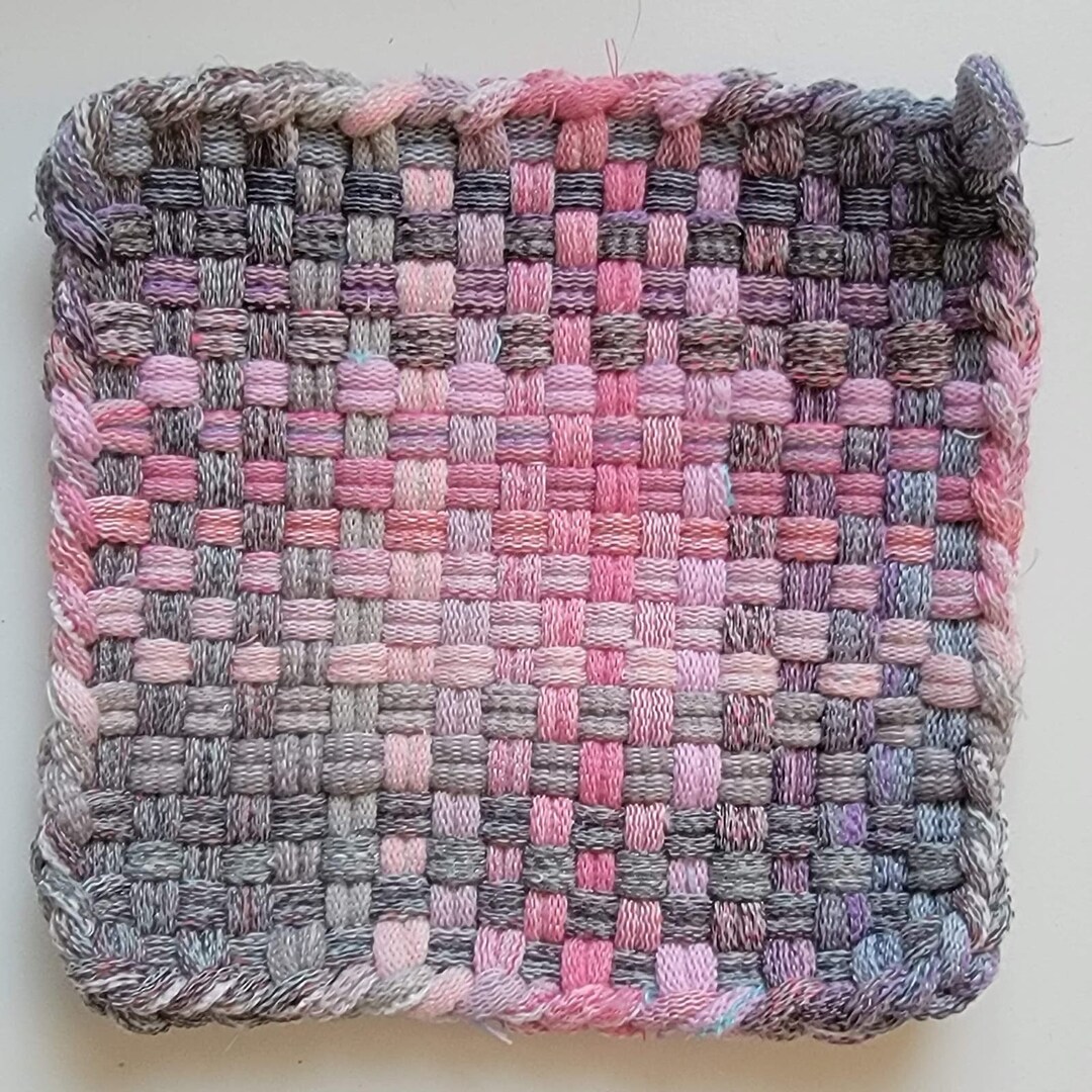 New Handmade Gray Violet Pink Pot Holder Hotpad 5.25" X 5.25" OOAK ...
