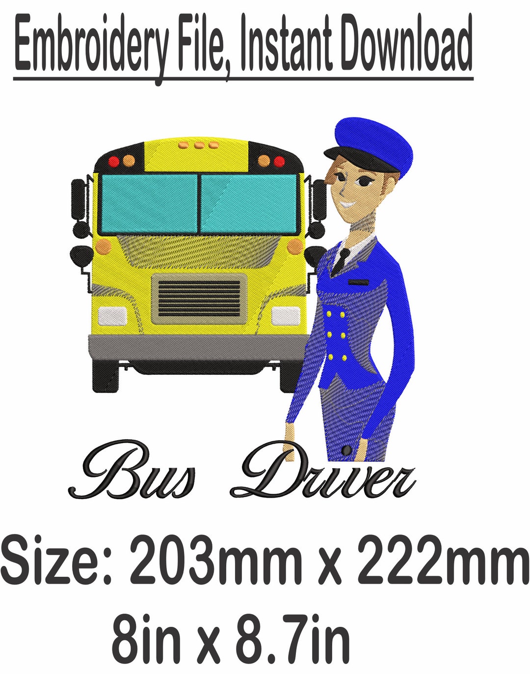 Bus Driver, Embroidery File Plus PNG File, 300dpi for Dtg, Dtf ...