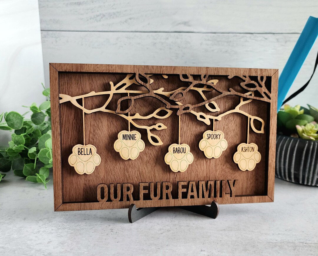 Custom Paw Print Family Tree-personalized Paw Print Sign-fur Family ...