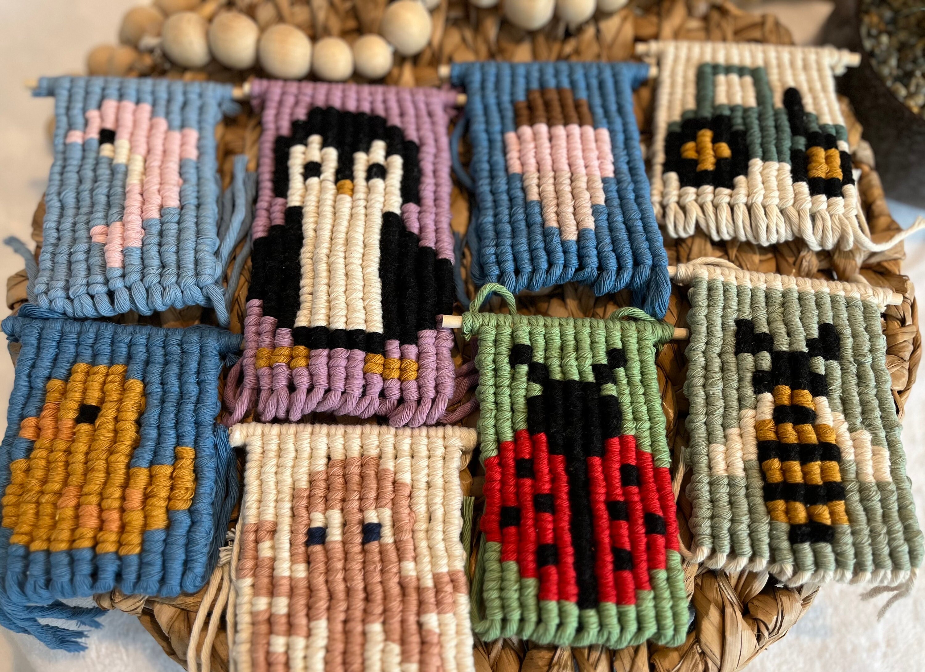 Mini Macrame Pixel Art Wall Hanger - Etsy