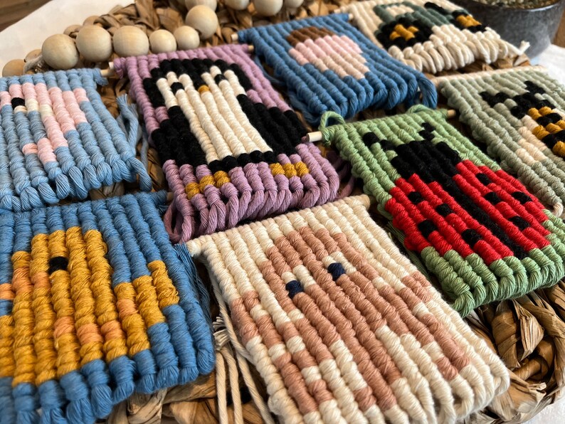 Mini Macrame Pixel Art Wall Hanger - Etsy