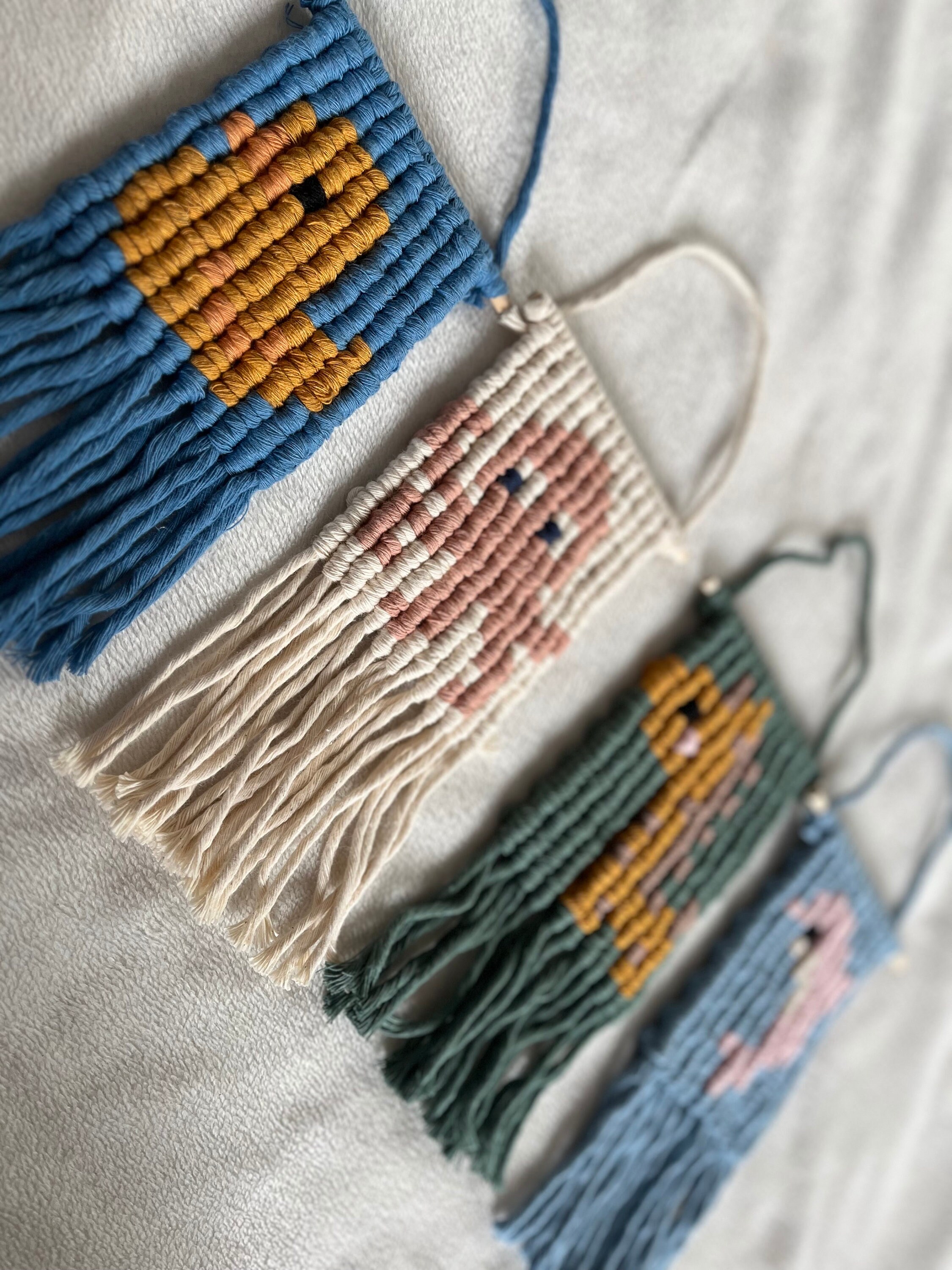 Mini Macrame Pixel Art Wall Hanger - Etsy