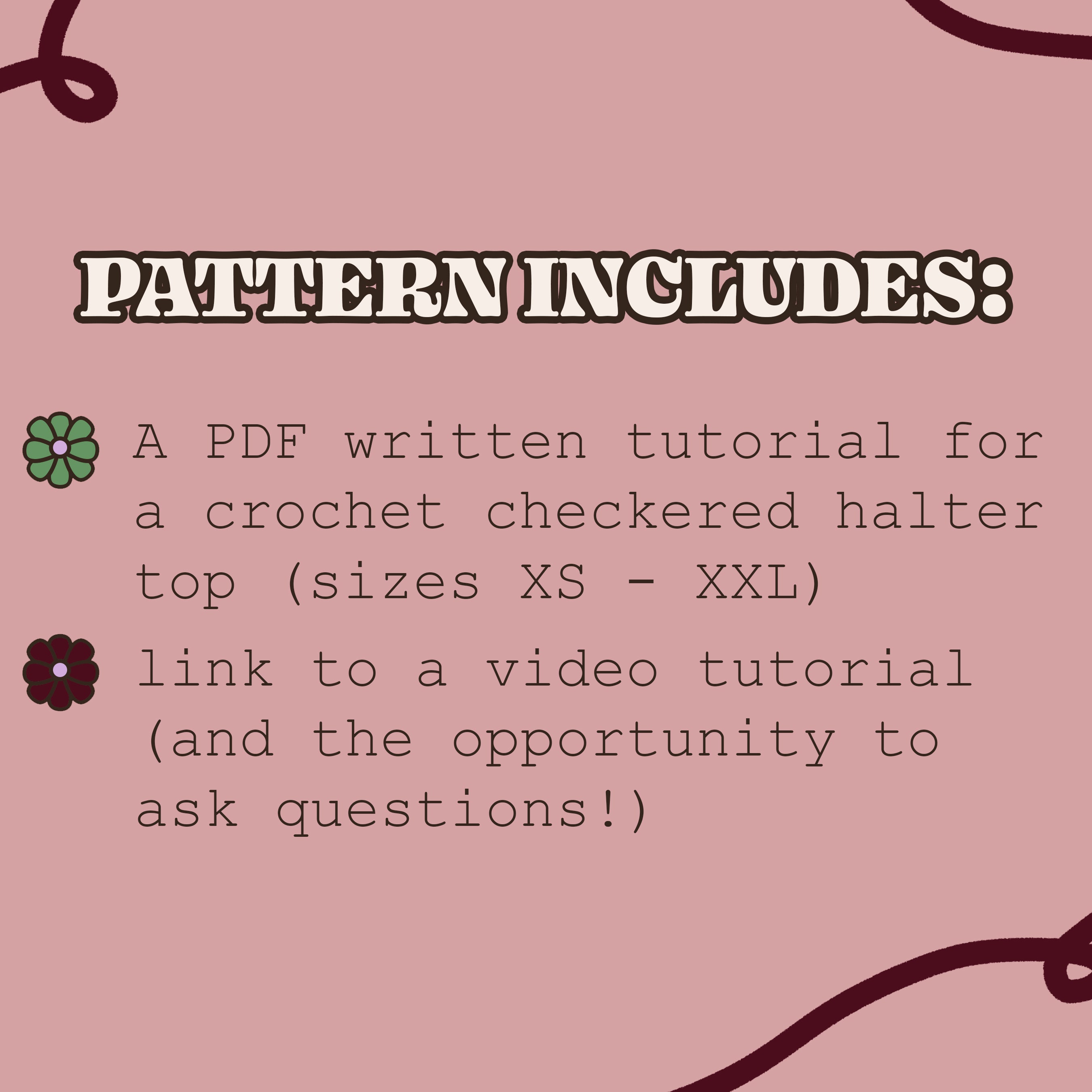 Checkered Halter Top Crochet PDF Pattern & Video Tutorial | Shirt ...