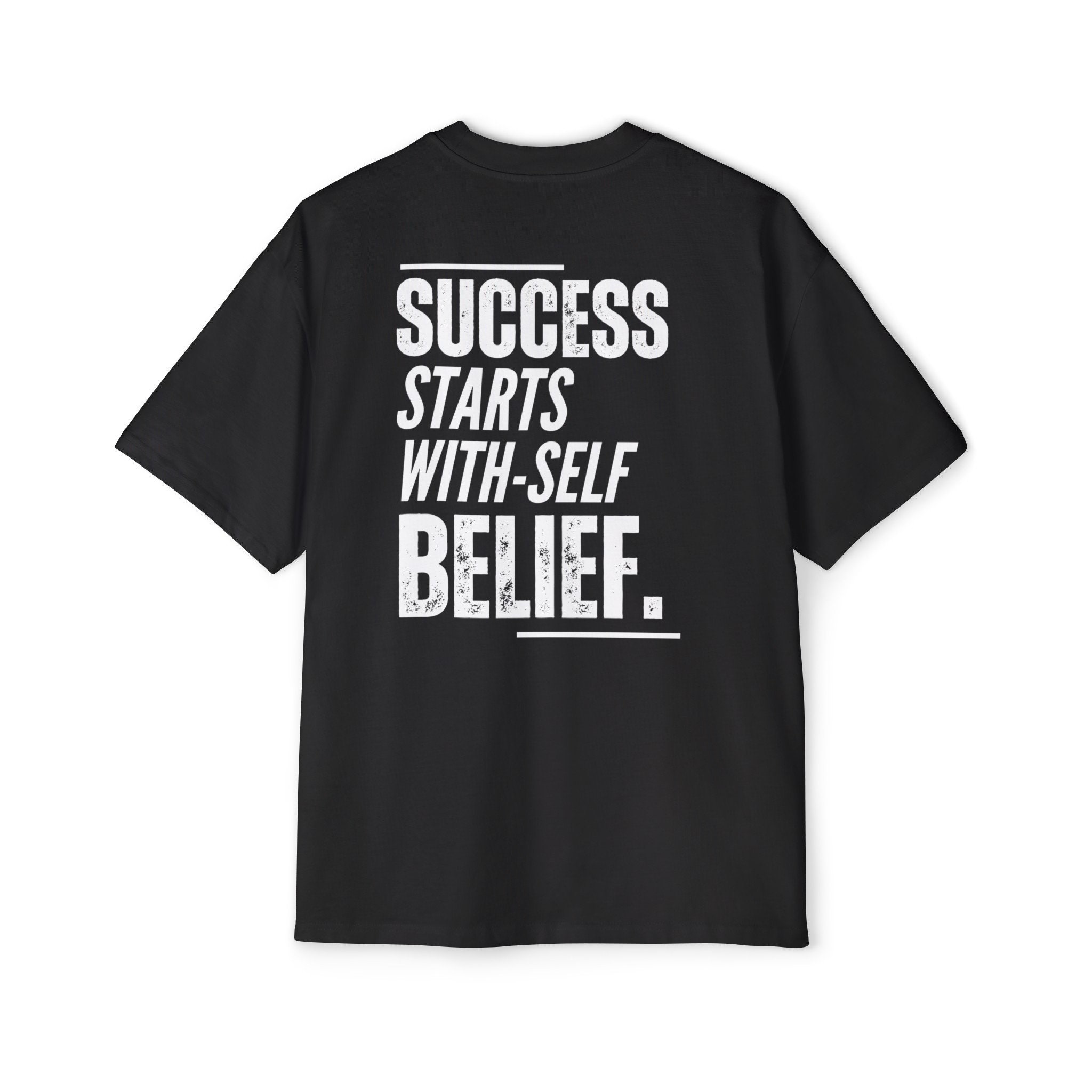 Men's Oversized Tee With Motivational Quote Success Starts With Belief ...